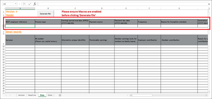 Complete contribution CSV file using template | Nest pensions