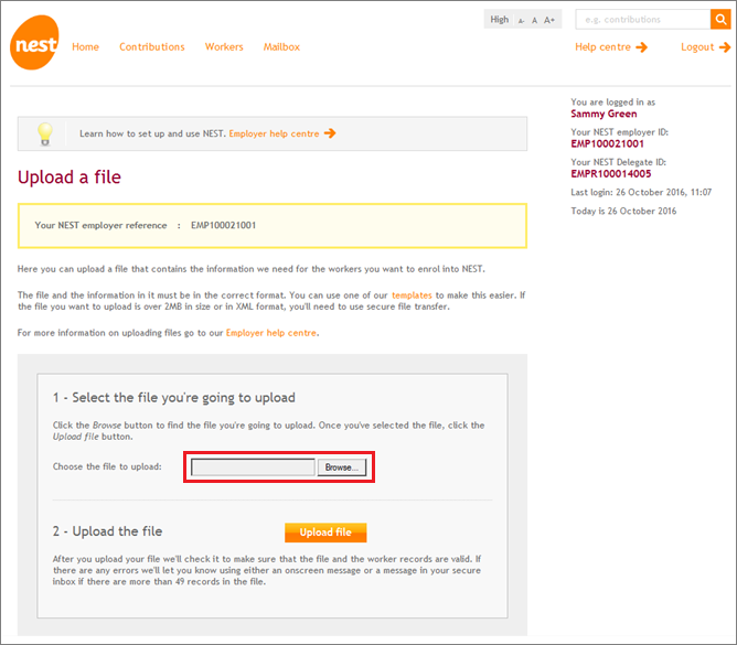 De-enrol a member by file upload | NEST Employer Help Centre