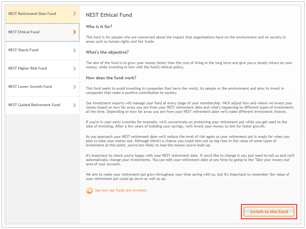 Changing your fund | Nest pensions